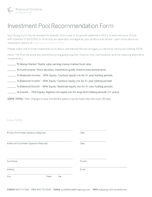 Fillable Online Investment Portfolio Recommendation Form Fax Email ...