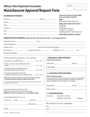 Fillable Online Military Police Regimental Association Marechaussee ...