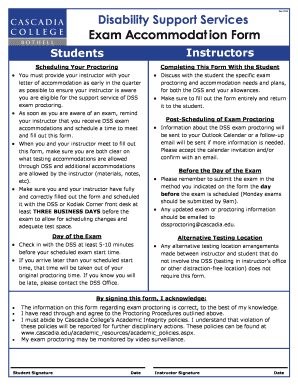 Fillable Online Disability Support Services Exam Accommodation Form Fax Email Print - pdfFiller