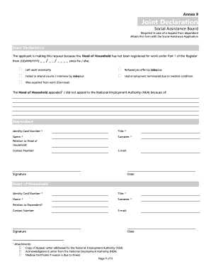 Fillable Online Annex 9 Joint Declaration - socialsecuritycms.gov.mt ...
