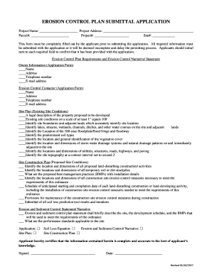 Fillable Online EROSION CONTROL PLAN SUBMITTAL APPLICATION Fax Email ...