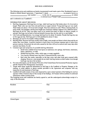 Fillable Online BED BUG ADDENDUM - landlordslegalcenter.com Fax Email ...