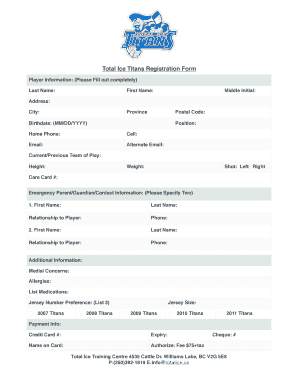 Fillable Online Total Ice Titans Registration Form Fax Email Print ...