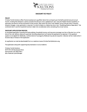 Fillable Online Sliding Fee Scale Discount Form - Christian Family ...