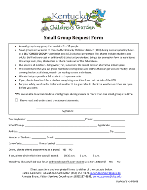 Fillable Online arboretum ca uky Small Group Request Form - UK ...
