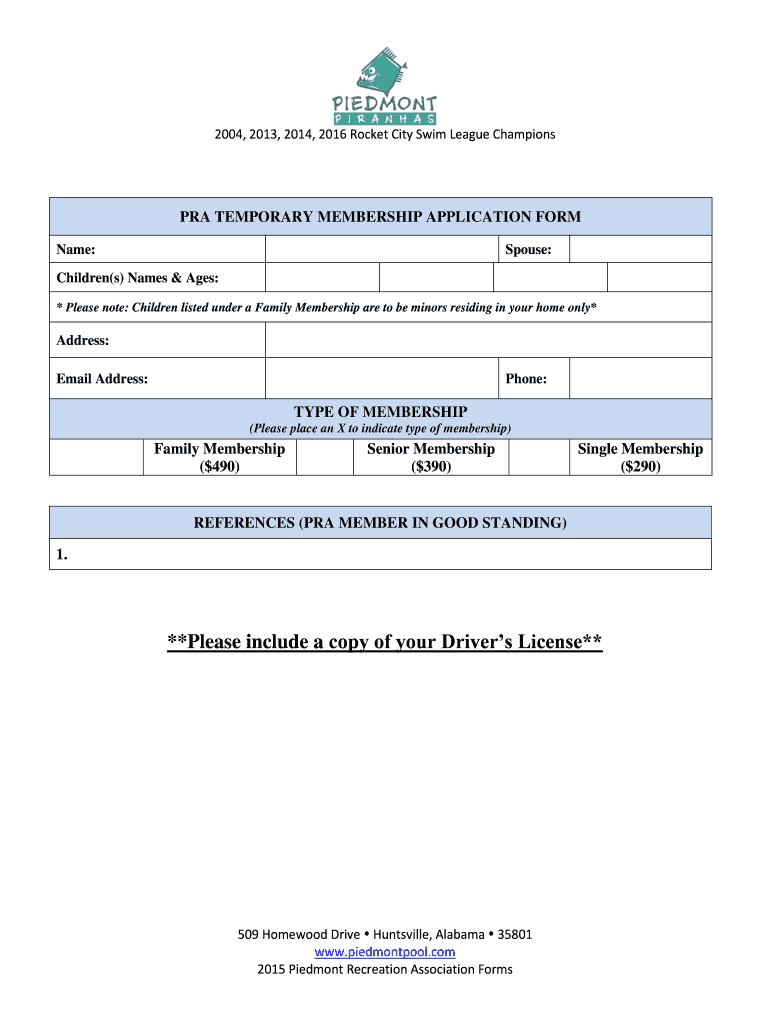 Fillable Online PRA TEMPORARY MEMBERSHIP APPLICATION FORM Fax Email ...