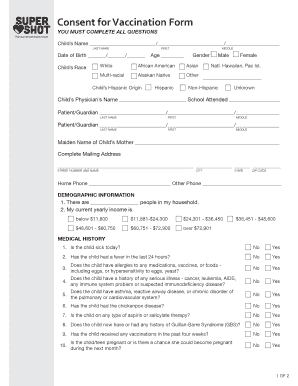 Fillable Online 8+ Vaccine Consent Forms - Free Sample, Example Format ...