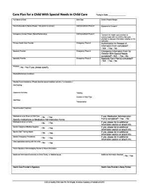 Fillable Online Care Plan Form - ECELS Fax Email Print - pdfFiller
