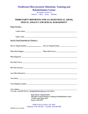 Fillable Online Third Party Reporting for Alleged Sexual Assault ...