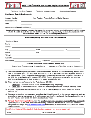 Fillable Online Western Distributor Access Registration Form.doc Fax ...