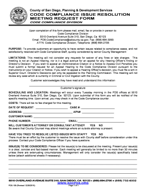 Fillable Online code compliance issue resolution meeting request form ...