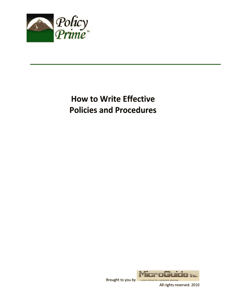 Fillable Online How to Write Policies and Procedures (With Free ...