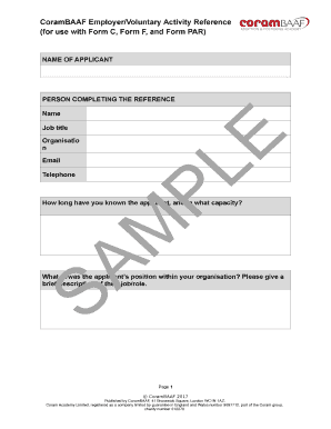 Fillable Online corambaaf org SAMPLE CoramBAAF employment and voluntary ...