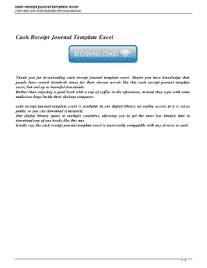 Fillable Online Cash Receipt Journal Template Excel. Cash Receipt ...