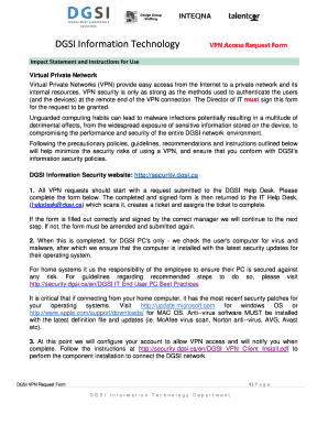 Fillable Online VPN Access Request Form. VPN (Virtual Private Networks ...