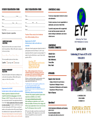 Fillable Online STUDENT REGISTRATION FORM CONFERENCE GOALS ADULT ...