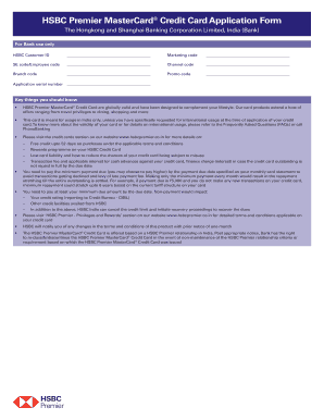 Fillable Online HSBC Premier MasterCard Credit Card Application Form ...