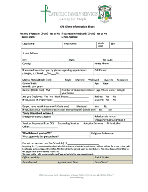 Fillable Online CFS Client Information Sheet Fax Email Print - pdfFiller