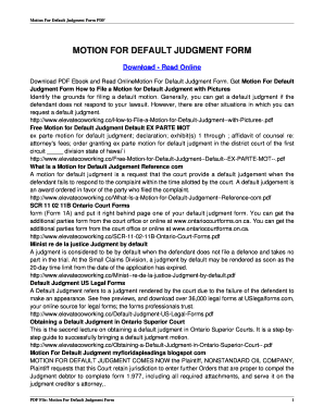 Fillable Online motion for default judgment form. Motion For Default Judgment Form Fax Email ...
