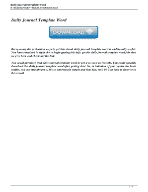 Fillable Online Daily Journal Template Word. Daily Journal Template ...