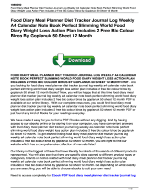 Fillable Online Food Diary Meal Planner Diet Tracker Journal Log Weekly ...