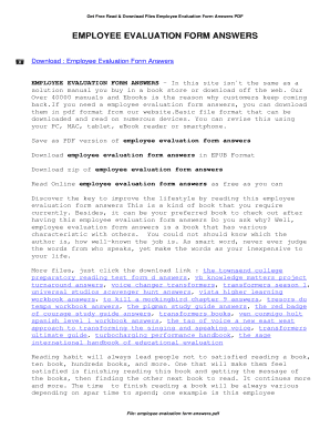 Fillable Online Employee Evaluation Form Answers. Employee Evaluation ...