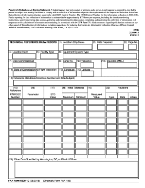 Fillable Online FAA Form 6000-10, Technical Reference Data Record, T.R ...