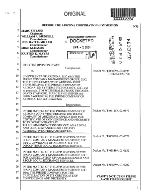 Fillable Online images edocket azcc 2 MARC SPITZER Fax Email Print ...