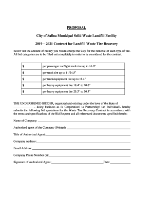 Fillable Online PROPOSAL City of Salina Municipal Solid Waste Landfill ...