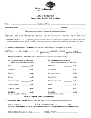 Fillable Online Impervious Surface Calculation Form - City of Longwood ...