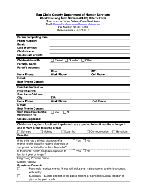 Fillable Online Childrens Long Term Services (CLTS) Referral Form Fax ...