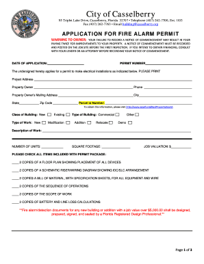 Fillable Online APPLICATION FOR FIRE ALARM PERMIT - casselberry.org Fax ...