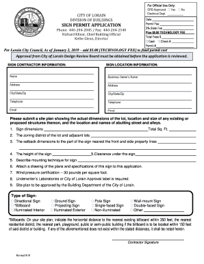 Fillable Online sign permit application - City of Lorain Fax Email ...