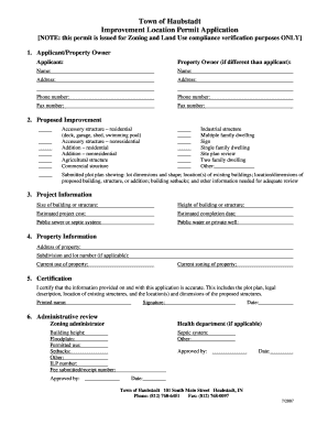 Fillable Online Town of Haubstadt Improvement Location Permit ...