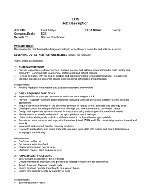 Fillable Online ECS Job Description - Enterprise Computing Services Fax ...