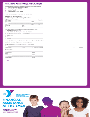 Fillable Online financial assistance at the ymca - Summit Area YMCA Fax Email Print - pdfFiller