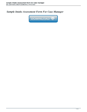 Fillable Online Sample Intake Assessment Form For Case Manager. Sample ...