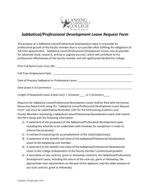 Fillable Online Sabbatical/Professional Development Leave Request Form ...