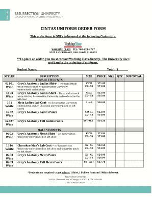 Cintas Uniform Order Form - Fill Online, Printable, Fillable, Blank ...