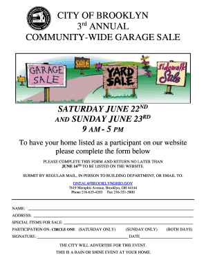 Fillable Online COMMUNITY-WIDE GARAGE SALE Fax Email Print - pdfFiller