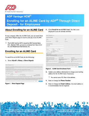 Fillable Online Enrolling in an ALINE Pay Card Through Direct Deposit ...