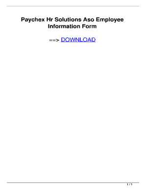 Fillable Online Download Paychex Hr Solutions Aso Employee Information ...