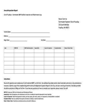 Fillable Online Annual Inspection Report - cityofpuyallup.org Fax Email ...