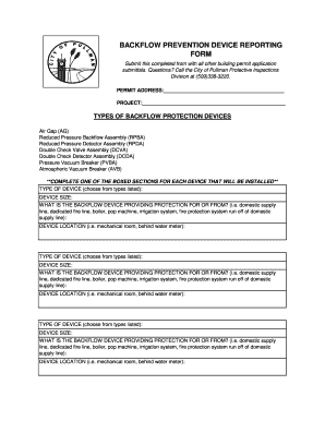 Fillable Online BACKFLOW PREVENTION DEVICE REPORTING FORM Fax Email ...