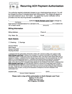 Fillable Online ACH Recurring Payment Authorization Form - Deserve Fax Email Print - pdfFiller