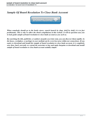 Fillable Online Sample Of Board Resolution To Close Bank Account ...