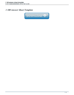 Fillable Online 1 100 Answer Sheet Template. 1 100 Answer Sheet ...