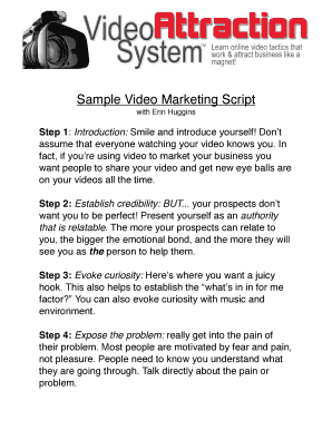 Fillable Online Sample Video Marketing Script Fax Email Print - pdfFiller