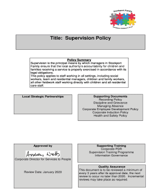 Fillable Online Childrens Social Care Supervision Policy. Childrens ...