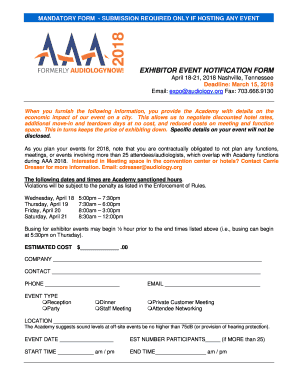 Fillable Online EXHIBITOR EVENT NOTIFICATION FORM - NexxtShow Fax Email ...